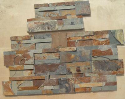 China La pizarra oxidada S cortó la piedra de la cultura, chapa de piedra fina multicolora de la pizarra 18x35, piedra apilada chimenea en venta