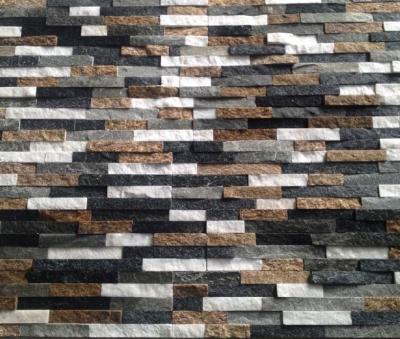 Chine Panneau de mur en pierre naturel multicolore, revêtement en pierre empilé d'intérieur/extérieur de vrai placage en pierre mince, à vendre