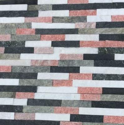 Chine Blanc/noir/pêche/quartzite de couleur mélangée par vert a empilé la pierre en pierre et multicolore de culture, placage en pierre à vendre