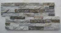 China Silver White Quartzite Ledgestone Stone Cladding 600x150mm Natural Split Face Wall Panel for sale