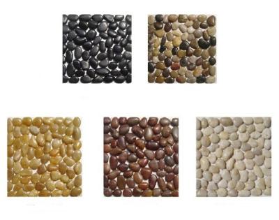 China White Pebble Mosaic,White Cobble Stone On Mesh,River Stone Mosaic Sheet,Meshed Pebbles for sale