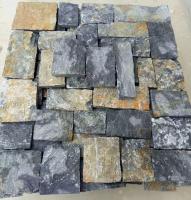 China Natural Quartzite Wall Tiles Yellow Red Black 2.5-3.5cm Stack Stone Cladding for sale