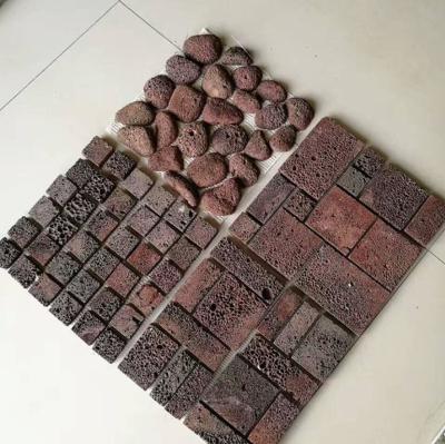 China Red Lava Stone Mosaic,Natural Stone Mosaic Pattern,Basalt Mosaic Wall Tiles,Interior Stone Mosaic for sale