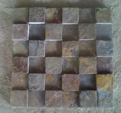 China Multicolor Slate Mosaic,Natural Stone Mosaic Pattern,Rusty Slate Mosaic Wall Tiles,Interior Stone Mosaic for sale