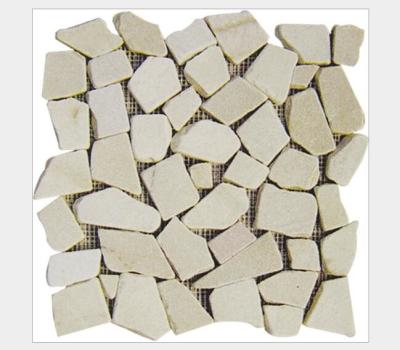 China White Quartzite Gravel Mosaic,Natural Stone Mosaic Pattern,Crushed Stone Mosaic Wall Tiles,Interior Stone Mosaic for sale