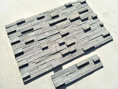 China Schwarze Lava 3D stapelte Stein, Basalt-Kultur-Stein-Furnier-Blatt, Steinwand Volcany, Lava Ledgestone zu verkaufen
