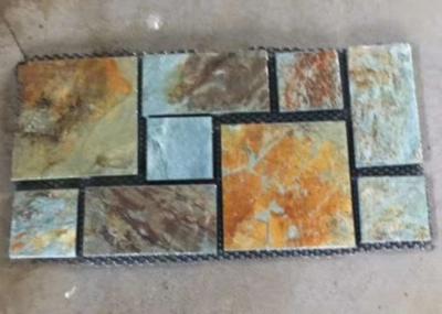 China Rusty Slate Meshed Flagstone,Multicolor Slate Flagstone Walkway,Rust Slate Flagstone Pavers,Slate Flagstone Flooring for sale