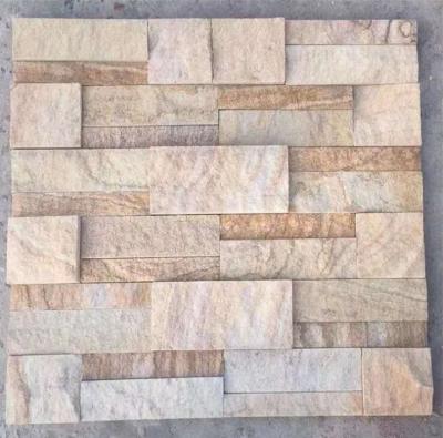 China El revestimiento de madera amarillo de la pared de la piedra arenisca, amarillea la piedra apilada, piedra arenisca Ledgestone, chapa de piedra en venta
