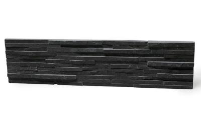 China Black Slate Mini Stacked Stone,Charcoal Grey Slate Waterfall Shape Ledgestone,Carbon Black Split Face Slate Stone Veneer for sale
