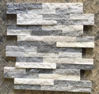 China Silver Cloud Quartzite Stacked Stone Cladding 600x150mm Natural Split Thin Veneer for sale