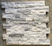 China Silver Cloud Quartzite Stacked Stone Cladding 600x150mm Natural Split Thin Veneer for sale