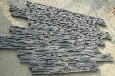 Chine L'ardoise noire mince a cimenté la pierre de culture, Zclad a empilé la pierre, revêtement de pierre d'ardoise de charbon de bois, panneau de pierre d'ardoise de noir de carbone à vendre