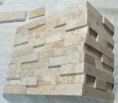 China Beige Hauptbuch-Platten des Travertin-3D, gelber Kultur-Stein, marmorn Staplungssteinfurnier-blatt zu verkaufen