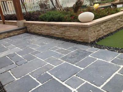 China Blue Limestone Walkway Pavers,Black Terrace Flooring,Natural Patio Stones,Pavement for sale