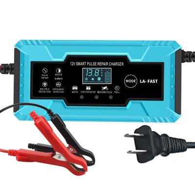 China 12V/24V 8A Intelligent Pulse Repair Battery Charger Input 12-24V/5A Connector Current Protection for 4-100ah Battery Pack for sale