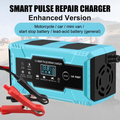 China 12V/24V 8A Intelligent Pulse Repair Battery Charger Input 12-24V/5A Connector Current Protection for 4-100ah Battery Pack for sale