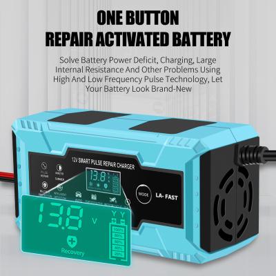 China 12V/24V 8A Intelligent Pulse Repair Battery Charger Input 12-24V/5A Connector Current Protection for 4-100ah Battery Pack for sale