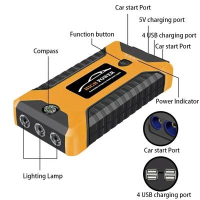 China Hybrid Inverter Compatible 12V/24V Multi-Function Jump Starter with Air Compressor and 600A Portable Battery Charger for sale