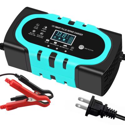 China Car 12V 10A LCD Display Smart Battery Charger with Short Circuit Protection and Universal Design for sale