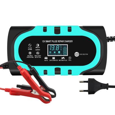 China 220V 110V 240V Connector Current Protection Pulse Repair Smart Fast Charger Lead-Acid Battery Charger for Auto Motorcycle for sale