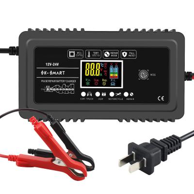 China 90% Charging Efficiency FCP Function 12V 24V 20A 10A Automatic Lead Acid Battery Charger Auto Motorcycle Intelligent Repair Charger for sale