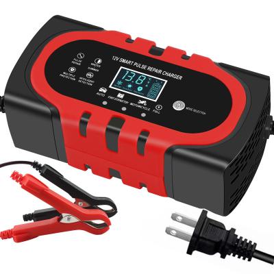 China 90% Charging Efficiency 12V Intelligent Pulse Repair Battery Charger for Electric Vehicle E-bike Scooter 4-100ah Battery Pack for sale