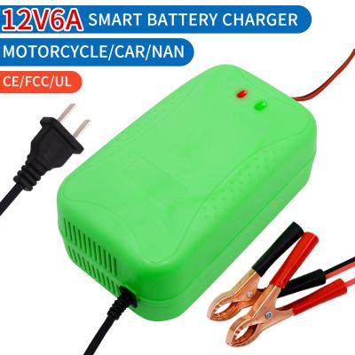 China Connector Current Protection 12V 6A 10A 7-stage Lead-Acid Battery AGM LiFePo4 Lithium Battery Charger for Motorcycle Car for sale
