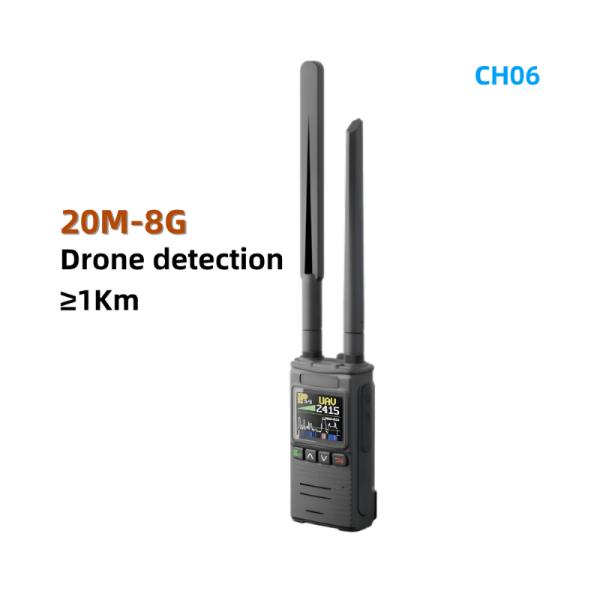 Quality CH06 Handheld Drone Detector with 20M-8GHz Frequency Range 3-5km Detection Distance and 15h Battery Life for sale