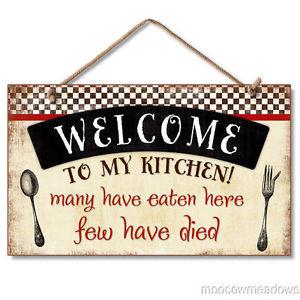 China Wooden wall hanging signs Wood plaque sign WELCOME TO KITCHEN for sale