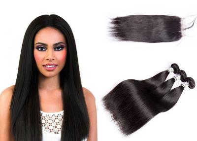 China Comfortable Silky Straight Human Hair Weave With Lace Closure 10-30 Inch for sale
