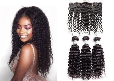 China Charming Curly Hair Bundles With Frontal , Black Brazilian Hair With Frontal for sale