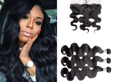 China Long Brazilian Body Wave Hair 3 Bundles , Body Wave Human Hair Bundles With Frontal for sale