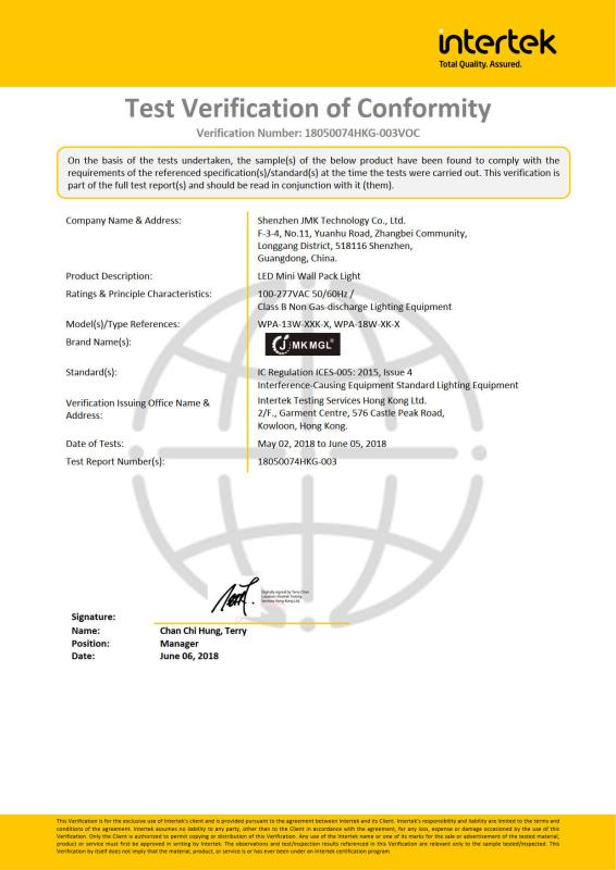 ICES - Shenzhen JMK Optoelectronics Technology Co., Ltd.