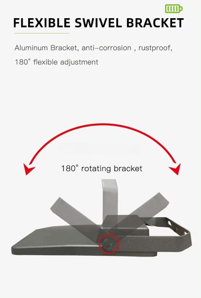 Solar flood light illuminating large outdoor area at night