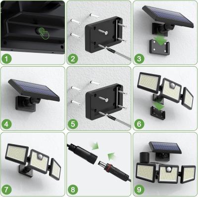 Cina LED luce solare per parete 3000K 6000K PIR luce esterna per parete 100lm/W caldo fresco regolabile in vendita