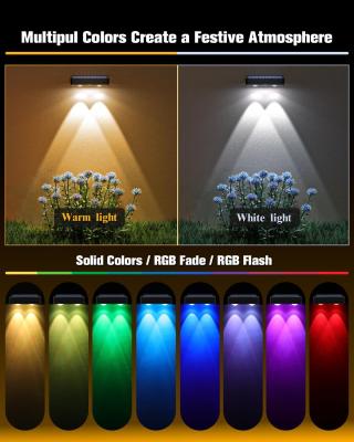 China 50 Lumen Outdoor Fence Solar Lights IP65 RGB Color LED Lights 12 Modes for sale
