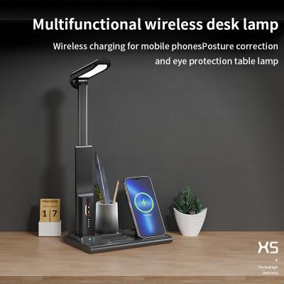 China 5 In 1 LED Night Light 15W Folding LED Table Lamp Black White Wireless Rechargeable for sale