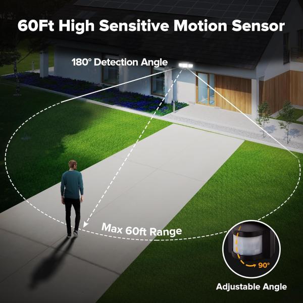 Quality 3000 Lumen Solar Wall Light 8W Outdoor Sensor Wall Light IP65 with Human Body for sale