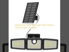 Waterproof Solar Wall Light With Motion Sensor Light - 3 Heads