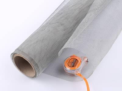 A white and a bluish galvanized window screen on the white background.