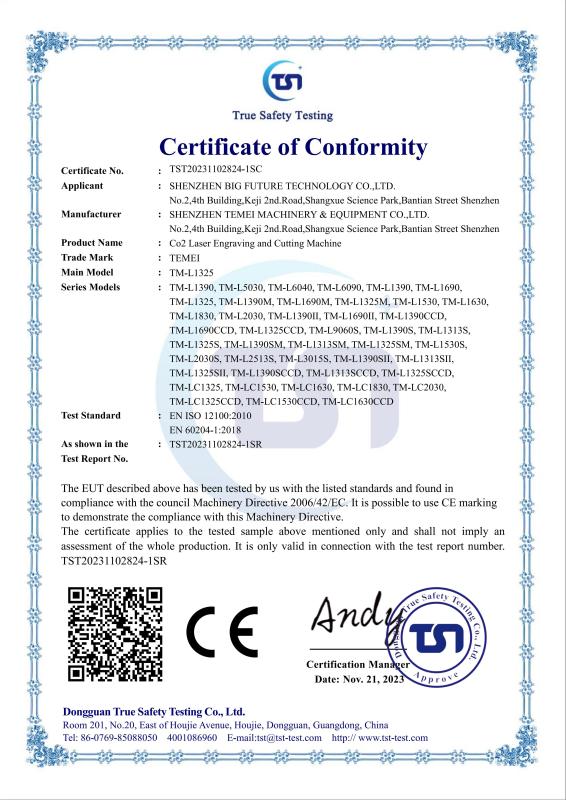 CE - Shenzhen Temei Machinery Equipment Co., Ltd.