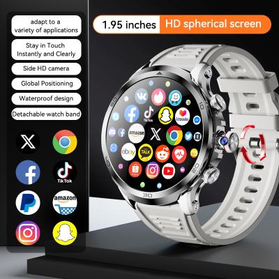 China H19 SIM Card Smart Watch 4G Android / câmera rotativa Smart Watch 1,95 polegadas AMOLED 1990mAh à venda