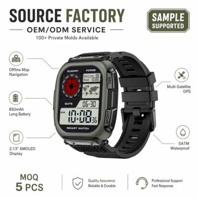 China DM66 Customized Logo GPS Sports Watch OEM ODM AMOLED Offline Map 5ATM Waterproof Multi Satellite GPS Wholesale CE FCC RoHS for sale