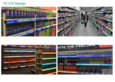 China Kundengebundene Größe der LCD-Regal-Rand-digitalen Beschilderung Fahrwerk mit der Selbstschleife, die Funktion spielt zu verkaufen