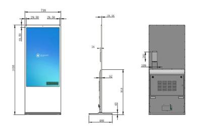 중국 Thcikness 8mm LCD 디지털 방식으로 Signage 55 인치 천장 산 임명 판매용