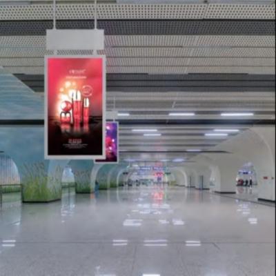 China Double Sided Hanging Indoor 500cd/M2 Ceiling LCD Poster Screen For Advertising for sale