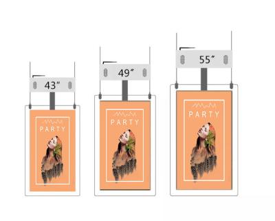 중국 실내는 매달리는 포스터 LCD 디지털 신호 55in 양면 배밀도 디스켓 아크릴 틀을 천장을 만듭니다 판매용