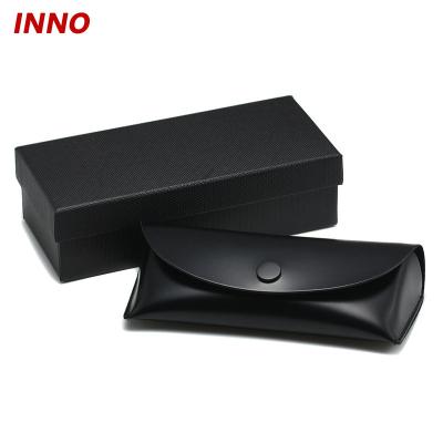 China Inno-R007 Business Style Sunglasses Box Kits Soft PU Leather Bag with Paper Box Portable Case with Full Bracket for Optical Glasses Custom Logo Eco-Friendly for sale