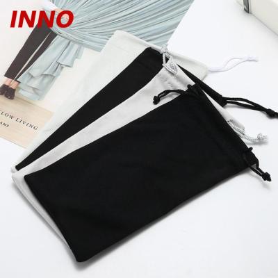 China D002 Hot Selling Inno Environmental Friendly Pure Colour Double Sewing Drawstring Microfiber Fabric Glasses Pouch for sale