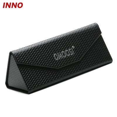 China Inno-Z006 Manufacturer Wholesale Carbon Fibre Pattern Triangle Folding Box for Optical Optical Glasses and Sunglasses, Custom Logo Eco-Friendly for sale